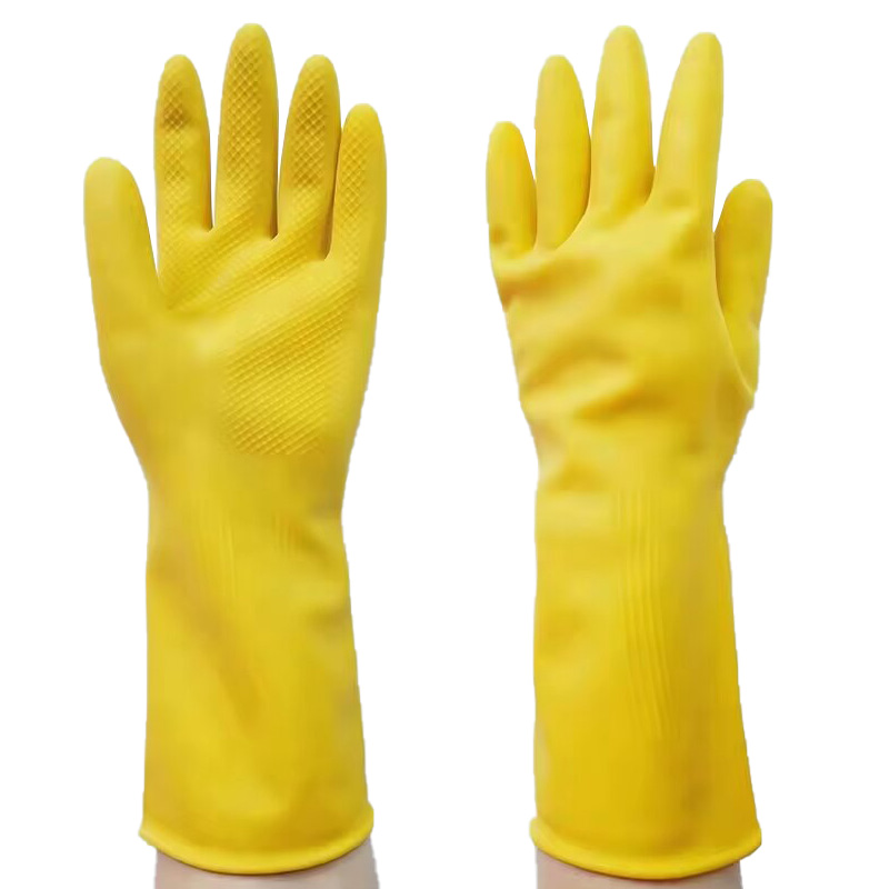 Beef Tendon Latex Rubber Gloves Labor Protection Cleaning Yellow Gloves ...
